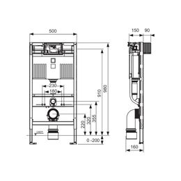 TECE profil WC-Modul mit Uni-Spülkasten, Bauhöhe 980mm 9300322