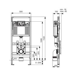 TECE lux WC-Modul 100, Bauhöhe 1120mm 9600100