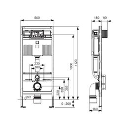 TECE profil WC-Modul mit Uni-Spülkasten, Bauhöhe 1120mm 9300300