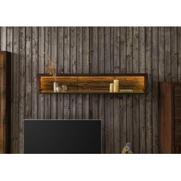 WOLF MÖBEL Wandregal Akazie 145x30x27 dunkelbraun lackiert BARK #205