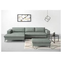 Ecksofa DOMO collection "Modica L-Form" Sofas Gr. B/H/T: 329cm x 81cm x 173cm, Struktur, Recamiere links, grün (mint) moderne Optik mit großzügiger Recamieire, auch in Cord