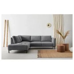 Ecksofa OTTO products "Fillin, L-Form" Sofas Gr. B/H/T: 247 cm x 82 cm x 205 cm, Leinenmix, Ottomane links, grau (anthrazit) Struktur hergestellt aus recycelten PET-Flaschen und im Leinen-Mix