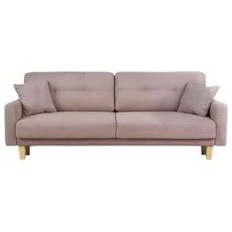 3-Sitzer Home Affaire "Triplo wahlweise mit Bettfunktion und Bettkasten" Sofas Gr. B/H/T: 215 cm x 89 cm x 100 cm, Luxus-Microfaser weich, ohne Bettfunktion-ohne Bettkasten, rosa (flamingo) incl. Zierkissen, BTH: 21510089 cm Liegefläche 191 x 145