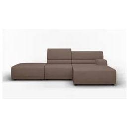 Ecksofa Egoitaliano "Babouche, Designsofa mit außergewöhnlichem Sitzkomfort zum Wohlfühlen" Sofas Gr. B/H/T: 287 cm x 80 cm x 98 cm, Luxus-Microfaser Lederoptik, Recamiere rechts, braun (mud)