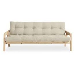 Schlafsofa KARUP DESIGN Sofas Gr. B/H/T: 204cm x 40cm x 90cm, Gestell: Natur, beige Mit Holzstruktur, inkl. Futonmatratze, Liegefläche 130x190 cm