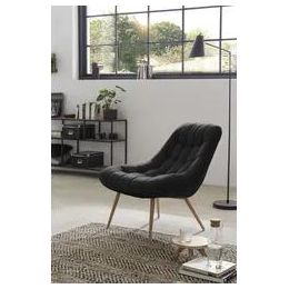 Relaxsessel Salesfever Sessel Gr. Samt-Polyester, B/H/T: 76cm x 85cm x 85,6cm, braun (schwarz, holzfarben) mit XXL-Steppung, schwarzen oder naturfarbenen Beinen