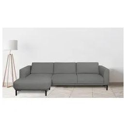 Ecksofa Andas "Nollund, L-Form" Sofas Gr. B/H/T: 246cm x 82cm x 152cm, Struktur-Chenille, Recamiere links, grau mit abgerundeter Recamiere, in weichem Chenille-Stoff