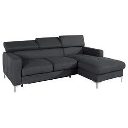 Ecksofa COTTA "Sammy L-Form" Sofas Gr. B/H/T: 226cm x 74cm x 169cm, Struktur, Recamiere rechts, mit Kopfteilverstellung, schwarz inklusive Kopfteilverstellung, wahlweise mit Bettfunktion