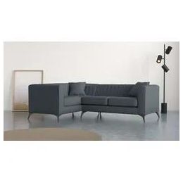 Ecksofa Places of Style "MATTHEW B/T/H: 240/167/74 cm" Sofas Gr. B/H/T: 240cm x 74cm x 167cm, Samt, langer Schenkel rechts, grau (anthrazit) L-Form, Steppung im Rücken, incl. Zierkissen, lose Sitzkissen