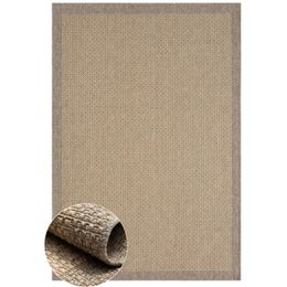 Teppich MyFlair MÖBEL & ACCESSOIRES "Natura" Teppiche Gr. B/L: 200 cm x 300 cm, 6 mm, 1 St., braun (braun,grau) Uni Farben, mit Bordüre, Outdoor geeignet, Balkon, Terrasse