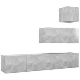 vidaXL TV-Schrank 4-tlg. TV-Schrank-Set Betongrau Holzwerkstoff (1-St)