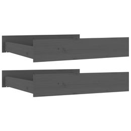 vidaXL Bettschubkasten Bettschubladen 2 Stk. Grau Massivholz Kiefer