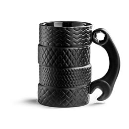 Gadget Master Tasse Autoreifen Kaffeebecher mit Schraubenschlüssel als Griff