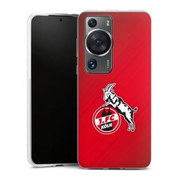 DeinDesign Handyhülle 1. FC Köln Offizielles Lizenzprodukt EffZeh 1. FC Köln rot, Huawei P60 Pro Silikon Hülle Bumper Case Handy Schutzhülle, weiß