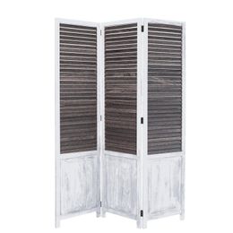 Homestyle4u Paravent Raumteiler Holz Trennwand Sichtschutz Indoor faltbar Weiß Vintage, 3-teilig