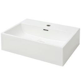 vidaXL Waschbecken Waschbecken mit Hahnloch Keramik Weiß 51,5x38,5x15 cm