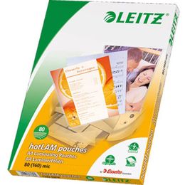 Leitz Laminiergerät Laminierfolie DIN A4 80 micron glänzend 100 St., weiß