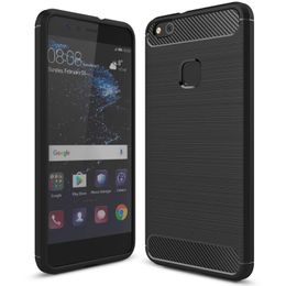 Nalia Smartphone-Hülle Huawei P10 Lite, Carbon Look Silikon Hülle / Matt Schwarz / Rutschfest / Karbon Optik