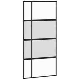 vidaXL Haustür Schiebetür Schwarz 102,5x205 cm Hartglas und Aluminium (1-St)