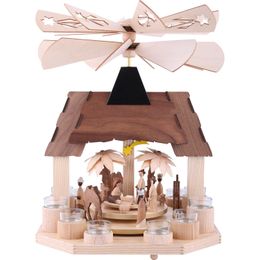 Kuhnert Weihnachtspyramide 1-stöckige Pyramide Christi Geburt mit zwei gegenläufigen Flügelrädern