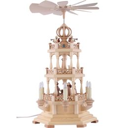 Müller Kleinkunst GmbH Seiffen Weihnachtspyramide 3-stöckige Pyramide Heilige Geschichte - 50cm - 230 V Elektromotor von