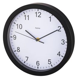 Hama Wanduhr Wanduhr "Pure", Ø 25 cm, Schwarz, geräuscharm