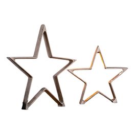 Dekoleidenschaft Dekostern aus Aluminium in silber mit Antik-Finish, Dekofigur, Weihnachtsdeko, 2 St., im Set 30 + 39 cm hoch Winterdeko, Tischdeko, F