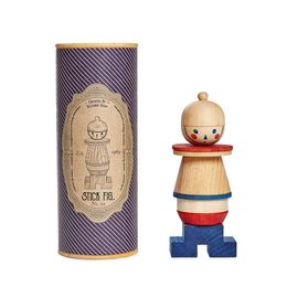 Woodenstory Steckspielzeug Steckspiel Männchen blau Box mit Holzdeckel Holzspielzeug