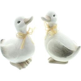 Dekoleidenschaft Dekofigur Ente "Frieda & Babette" aus Terracotta, 18 + 19 cm hoch, Osterdeko (2 St., im Set), Frühlingsdeko für Wohnzimmer Fensterban