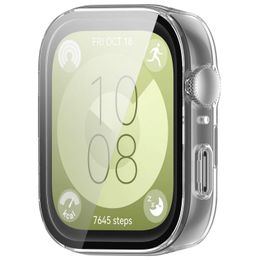 Wigento Smartwatch-Hülle Für Huawei Watch Fit 3 PC Watch Hülle + Schutz Hart Glas Transparent