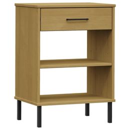 vidaXL Beistelltisch Konsolenschrank OSLO mit Metallbeinen Braun Massivholz Kiefer (1-St)