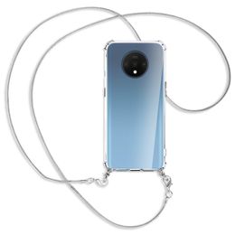 mtb more energy Handykette für OnePlus 7T (6.55) [MK], Umhängehülle mit Metallkette [NC-127-MK], silberfarben, silberfarbene Kette Snake