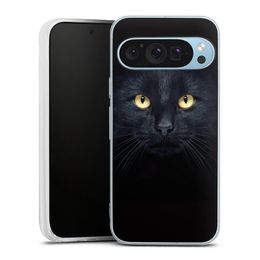 DeinDesign Handyhülle Katze Auge schwarz Tom Cat, Google Pixel 9 Silikon Hülle Bumper Case Handy Schutzhülle, weiß, transparent