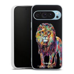 DeinDesign Handyhülle Löwe Tiere Design Lion Colorful Art By P.D. Moreno, Google Pixel 9 Silikon Hülle Bumper Case Handy Schutzhülle, weiß
