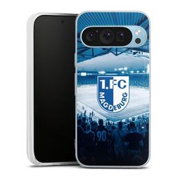 DeinDesign Handyhülle 1. FC Magdeburg Stadion 1. FCM 1.FCM Arena, Google Pixel 9 Silikon Hülle Bumper Case Handy Schutzhülle, weiß, transparent
