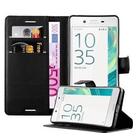 Cadorabo Handyhülle für Sony Xperia X Hülle Sony Xperia X, Hülle Schutzhülle mit Standfunktion, Kartenfach und Magnetverschluss, schwarz