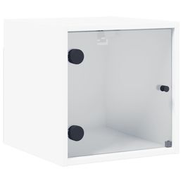 vidaXL Nachttisch Nachttisch mit Glastür Weiß 35x37x35 cm (1-St)