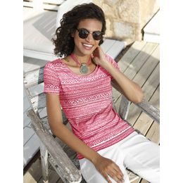 Rundhalsshirt Casual Looks "Shirt" Gr. 54, pink (himbeer, gemustert) Damen Shirts Jersey