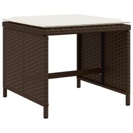 vidaXL Hocker Gartenhocker mit Kissen 4 Stk. Braun 40x40x35 cm Poly Rattan