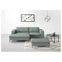 Ecksofa DOMO collection "Modica L-Form" Sofas Gr. B/H/T: 244cm x 83cm x 173cm, Struktur, Recamiere links, grün (mint) moderne Optik mit großzügiger RecamiÃ ̈re, auch in Cord