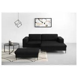 Ecksofa DOMO collection "Modica L-Form" Sofas Gr. B/H/T: 244cm x 83cm x 173cm, Struktur, Recamiere rechts, grau (anthrazit) moderne Optik mit großzügiger RecamiÃ ̈re, auch in Cord