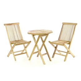 Vcm 3-tlg. Balkonset Tisch aus Holz mit Klappstuhl Garten-Set Sitzgarnitur 60 cm