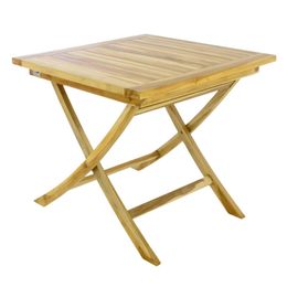 Vcm Klapptisch Ma&szlig;e 80x80 cm Balkontisch Gartentisch klappbar hochwertig Teak Holz Gartenm&ouml;bel
