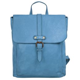 Cityrucksack Samantha Look Gr. B/H/T: 25 cm x 32 cm x 7 cm, blau Rucksäcke echt Leder, Made in Italy