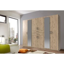 Drehtürenschrank wimex "Dillingen" Schränke Gr. B/H/T: 270 cm x 208 cm x 58 cm, 8 St., beige (viking, oak nachbildung) Schubladen auf bequemer Zugriffshöhe, mit Spiegel