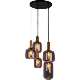 Näve Pendelleuchte NÄVE "Fumo" Lampen Gr. Ø 54,80cm H: 150,00cm, schwarz aus Metall in Schwarz und Gold Rauchglas, Ø ca. 55 cm, Höhe 150 cm