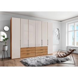 Drehtürenschrank Wiemann "Monaco" Schränke Gr. B/H/T: 295,3 cm x 236 cm x 58 cm, 6 St., braun (bianco, eiche, nachbildung, glas champagner) mit Teil-Glasfront sowie hochwertige Beschläge inkl. Dämpfung