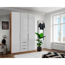 Drehtürenschrank Wiemann "Monaco" Schränke Gr. B/H/T: 148,5 cm x 236 cm x 58 cm, 3 St., braun (bianco, eiche, nachbildung, glas weiß) Drehtürenschränke mit Glasfront sowie hochwertigen Beschlägen inkl. Dämpfung