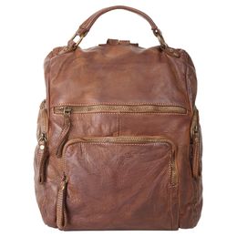 Cityrucksack Samantha Look Gr. B/H/T: 35 cm x 28 cm x 15 cm, braun (cognac) Rucksäcke echt Leder, Made in Italy