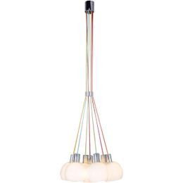 Näve Pendelleuchte NÄVE "Rainbow-Bowl" Lampen Gr. Ø 16 cm Höhe: 13 cm, weiß (chromfarben, weiß) Pendelleuchten und Hängeleuchten E14 max. 40W, MetallGlas, chromweißbunt, l: 120cm